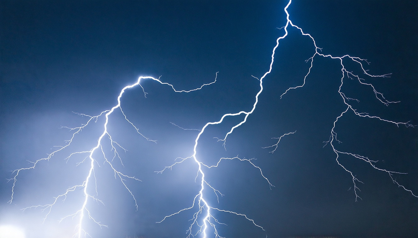 single Diagonal bolt of lightning