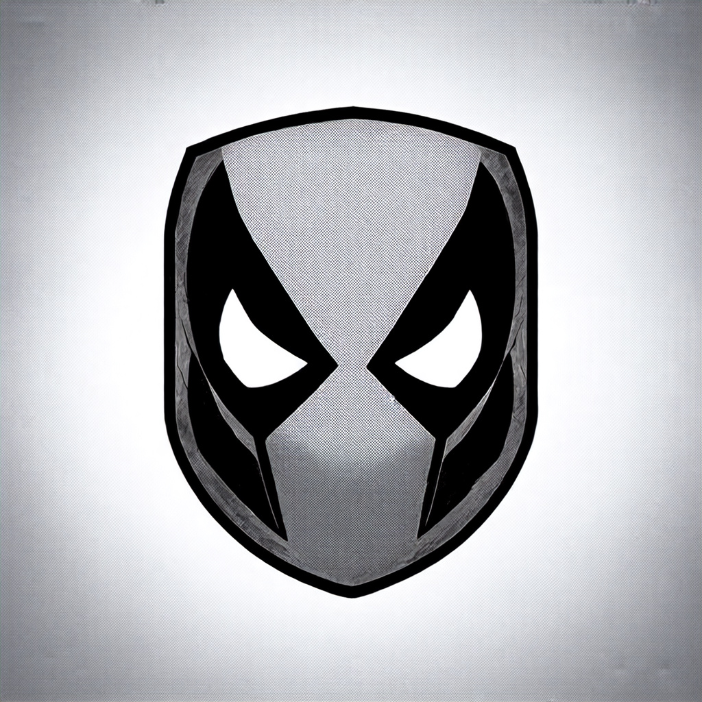 grayscale deadpool emblem abstract twisted vector