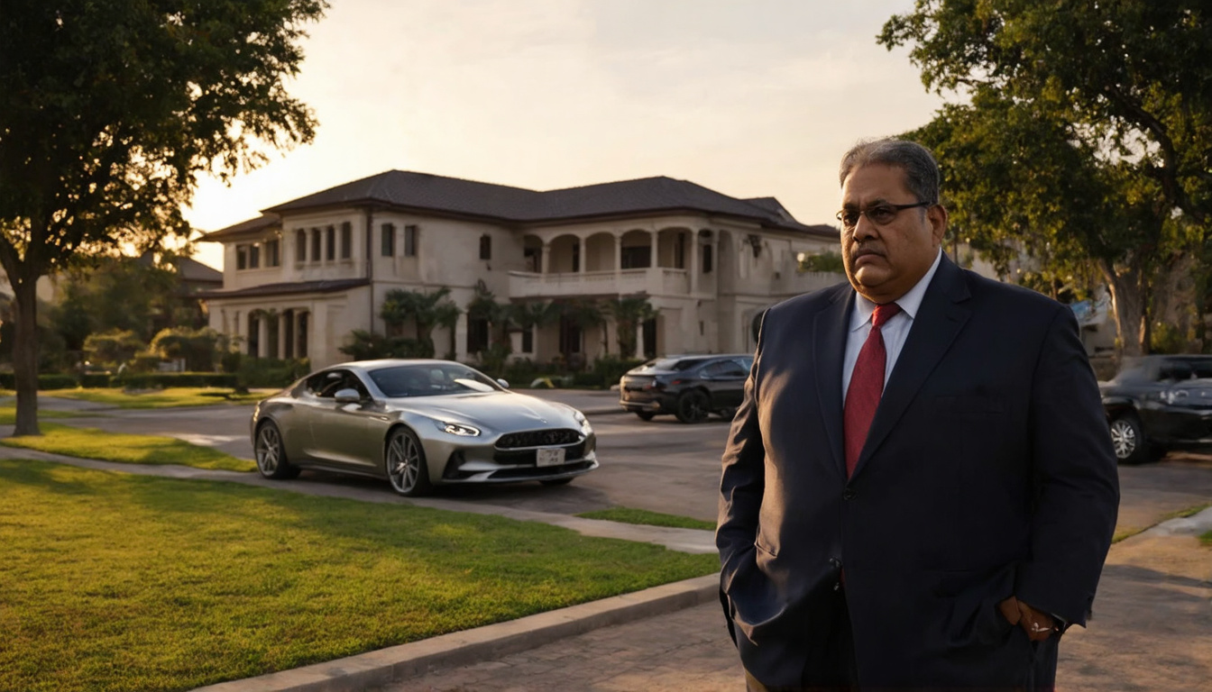 (overweight Indian businessman) looking jealously at...