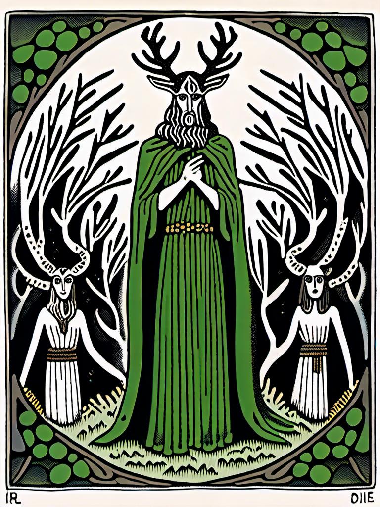 illustration of la mythologie des Druides. Les Drui...