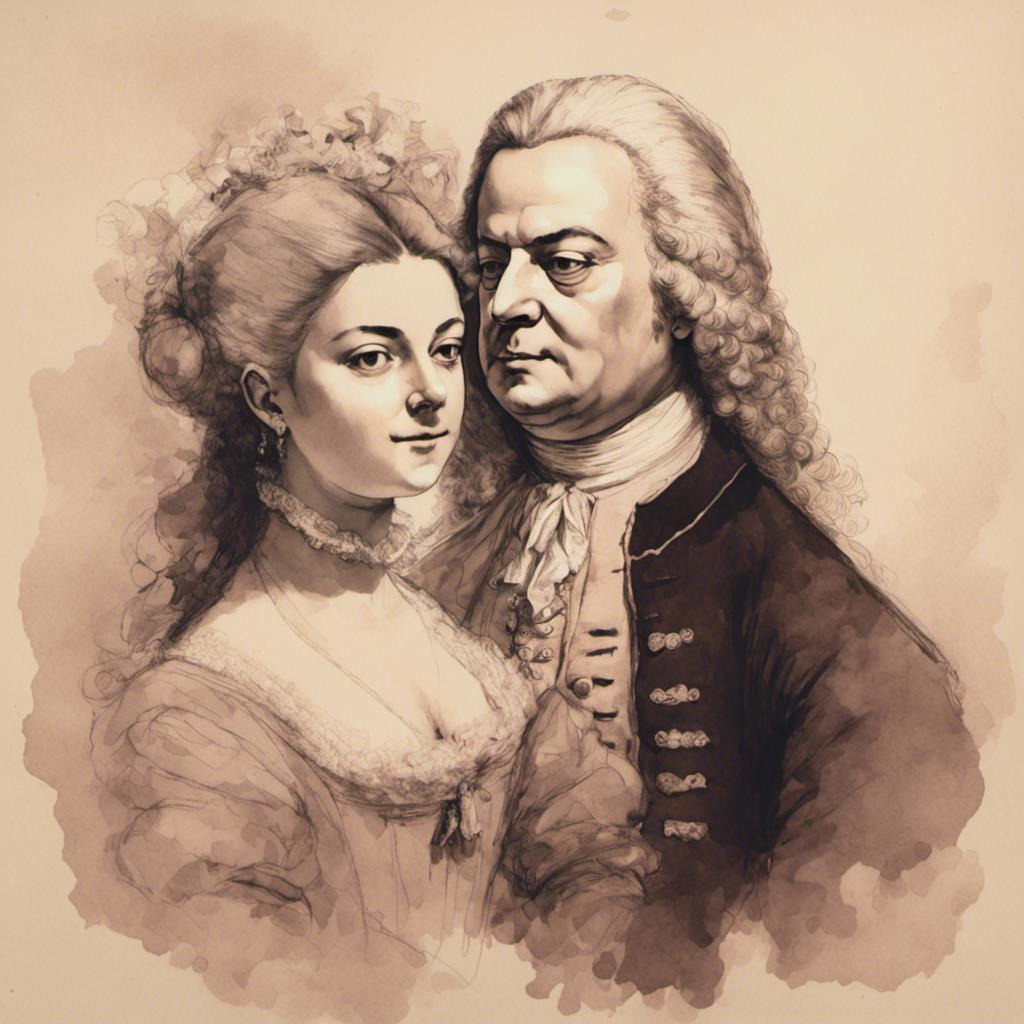 sketch ofJohann Sebastian Bach with loving...