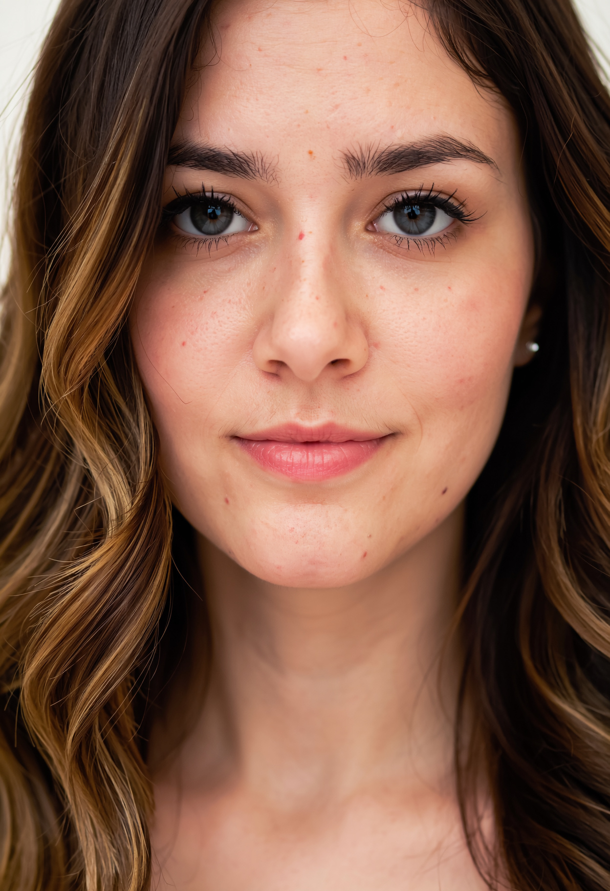 Hyper-realistic front-facing close-up portrait of a...