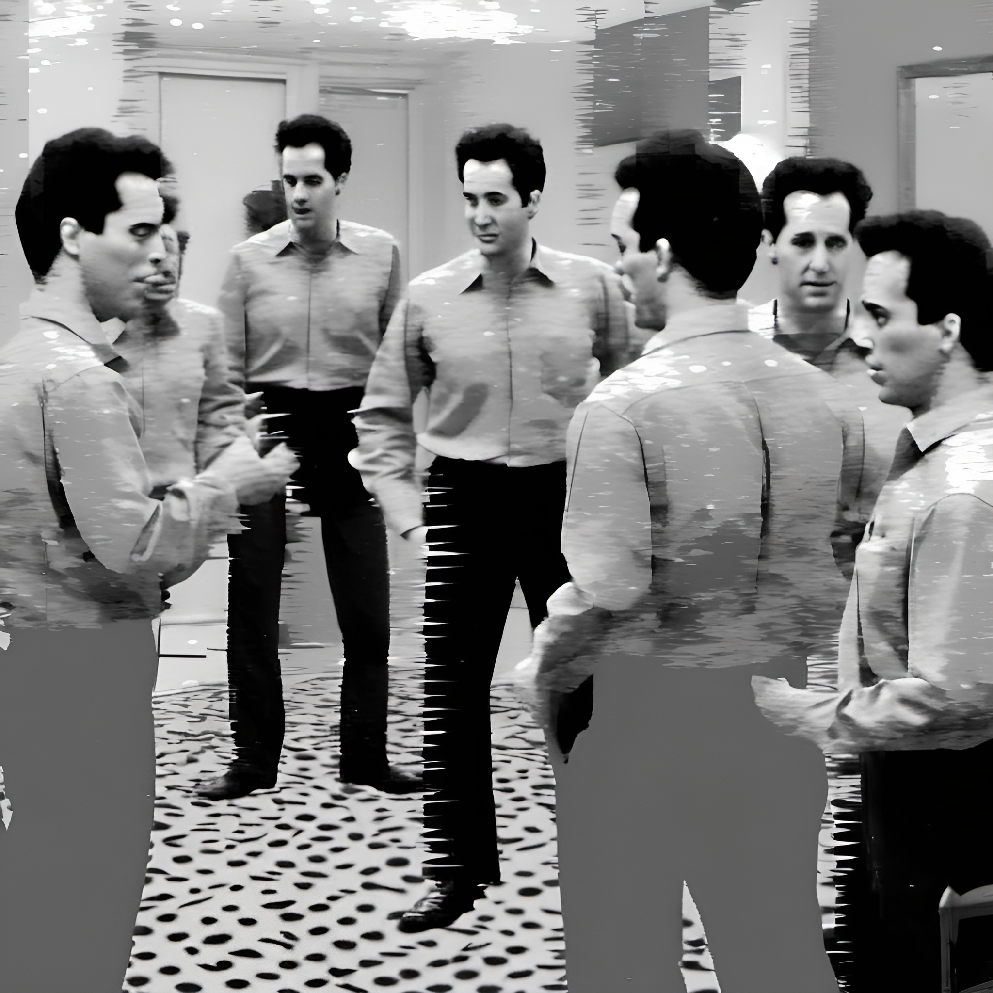 The Seinfeld TV show in the style of film monochrome...