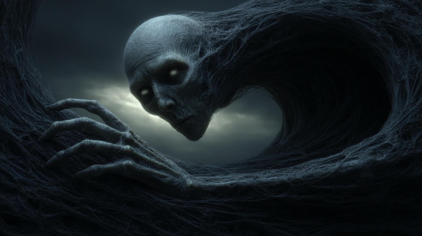 Twisted, spectral forms, claw their way from a swirl...