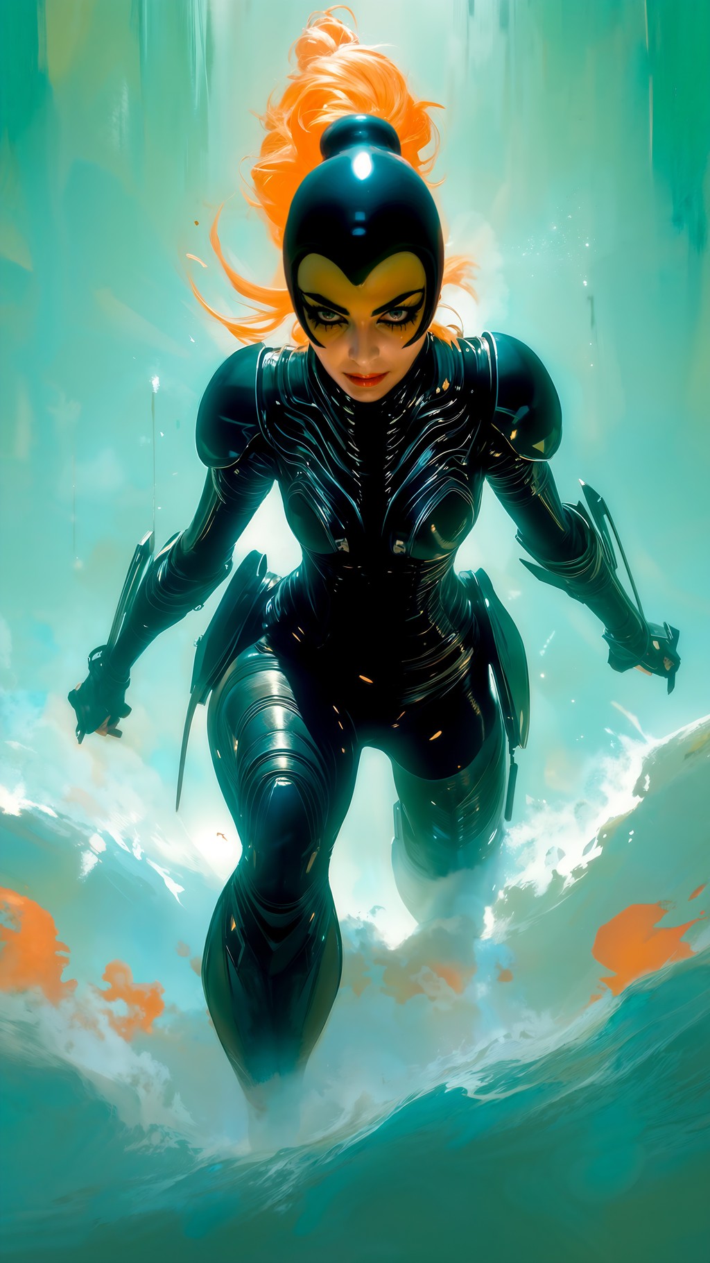 The camera is slowly zooming into the figure's face,...