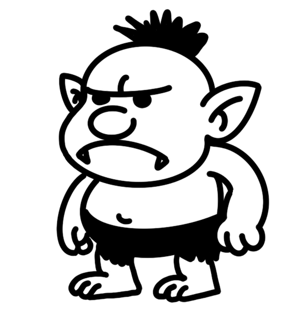This grumpy troll is walking