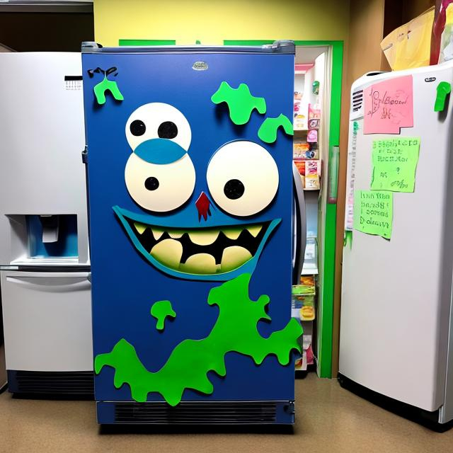 A monster fridge throwing up pieces of paper | OpenArt