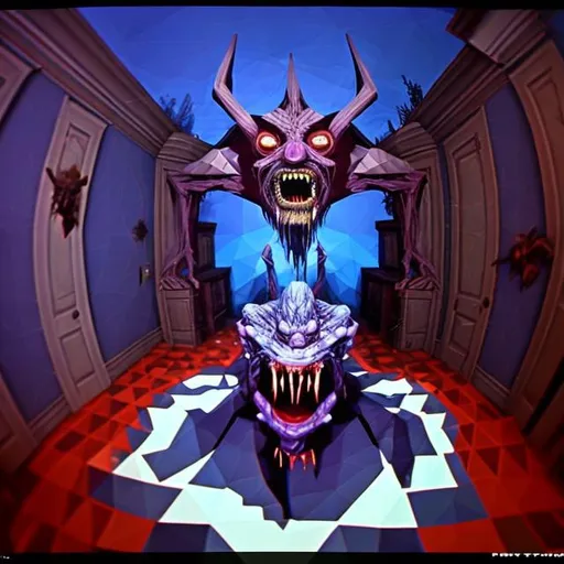 Distorted 1993 ctr monitor old cgi low poly ps1 game... | OpenArt