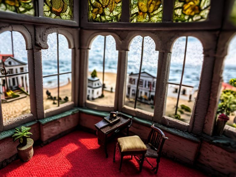 miniature diorama macro photography, colonial style...