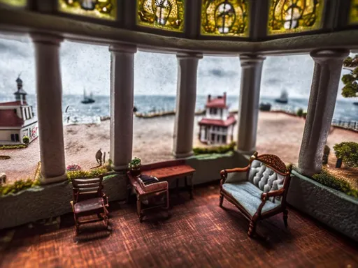 miniature diorama macro photography, colonial style...