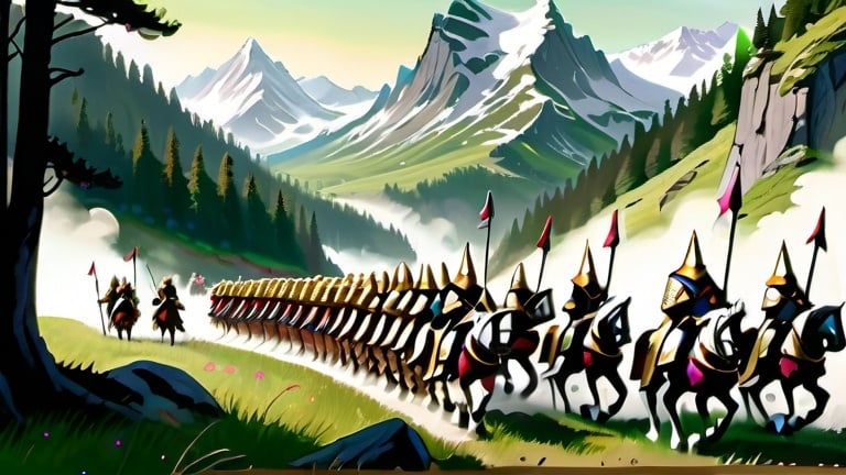 Elves with silk robes, gold buckles on the belts of...