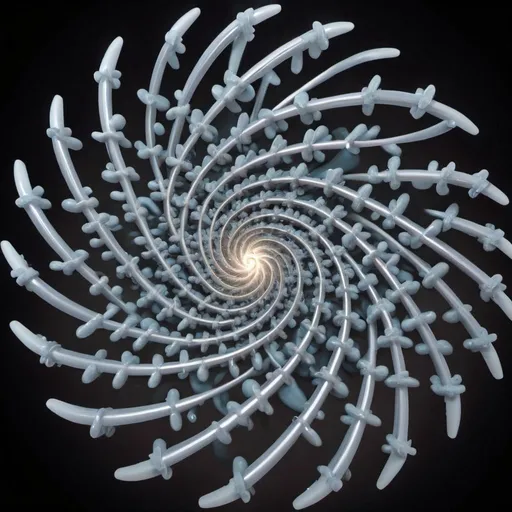 inward spiral vortex of crystals with many arms in a...