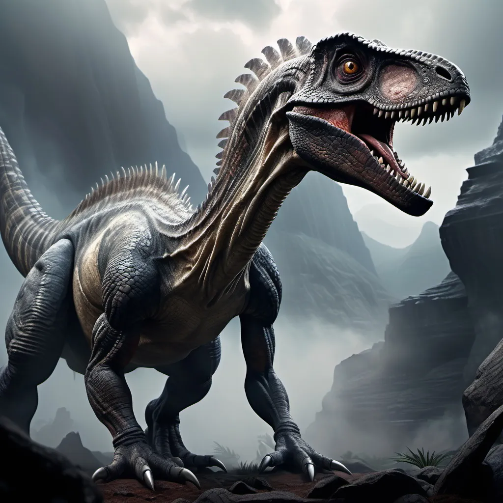 realistic hybrid dinosaur, combining Indominus Rex a...