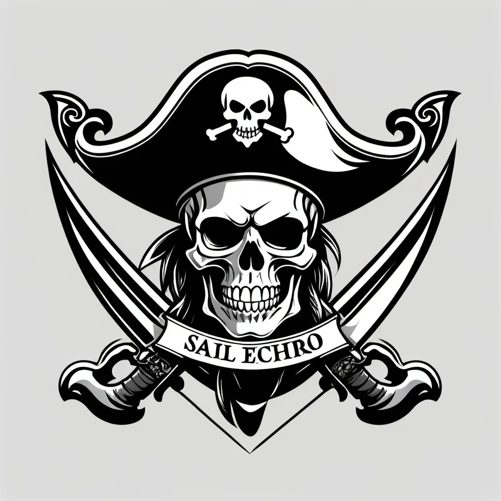 a pirate logo with a skull and a sword on it's head...