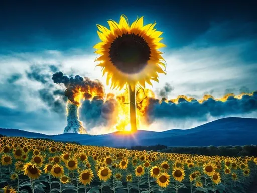 massive sunflower explossion in the world, Atomic di...