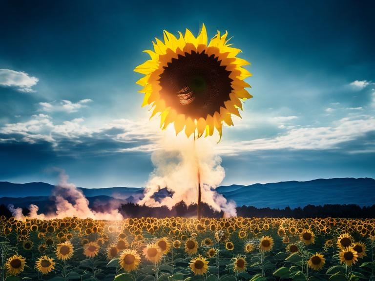 massive sunflower explossion in the world, Atomic di...