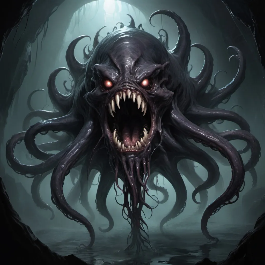 Illustrate an unspeakable, otherworldly monster emer...