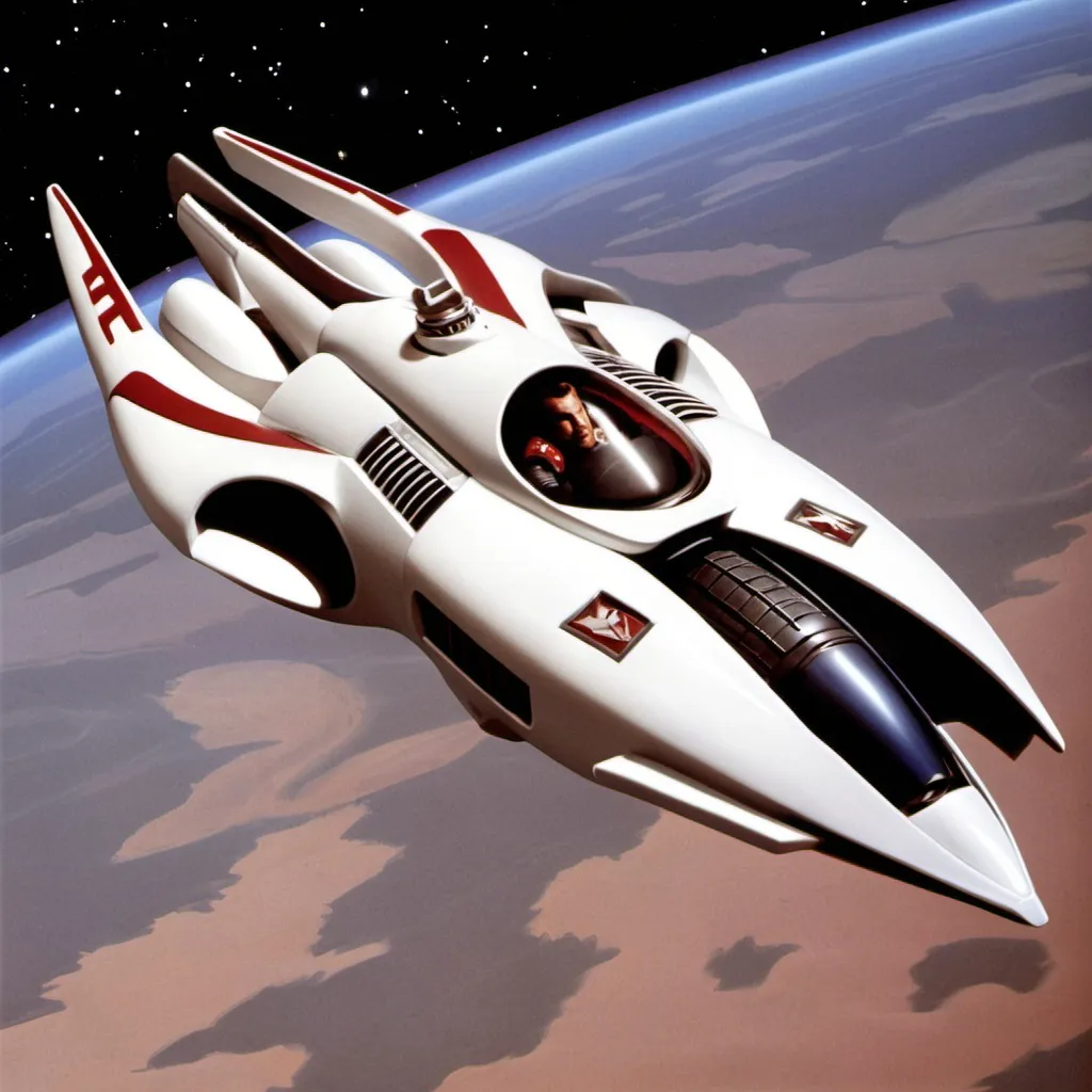 Buck Rogers flying in his battlestar galactica viper...