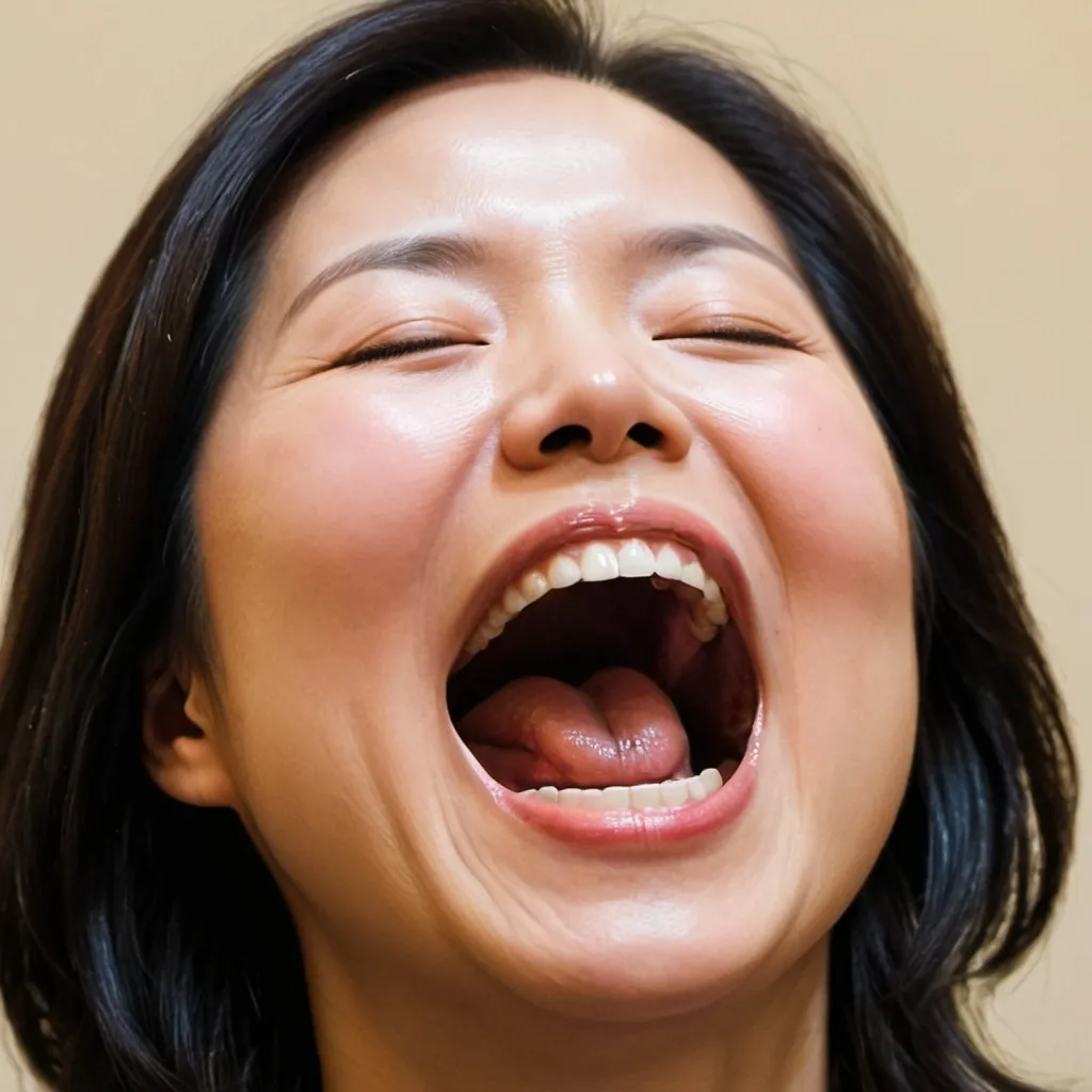 distorted screaming mouth and face eye closed disto...