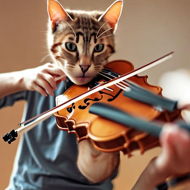A cat play violin