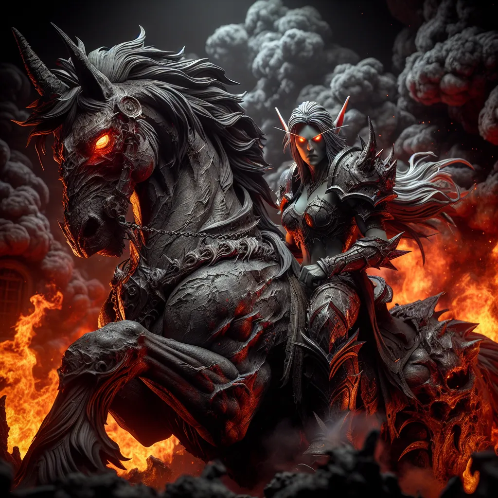 beautiful female orc death knight, ash grey skin, gl...