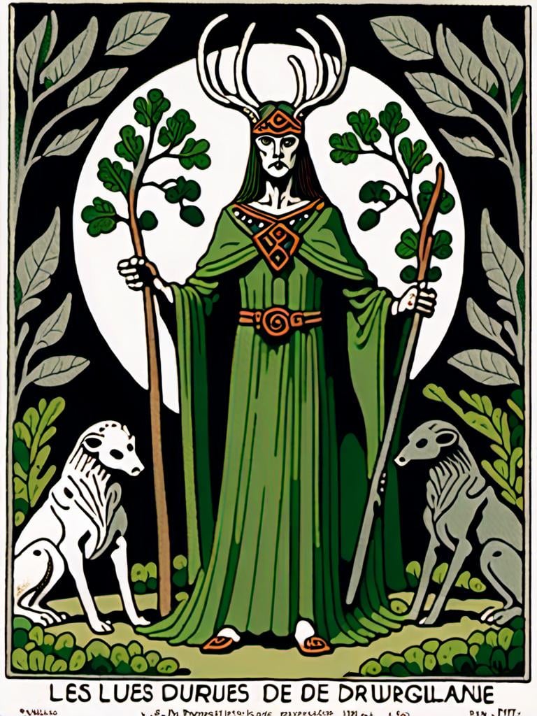 illustration of la mythologie des Druides. Les Drui...
