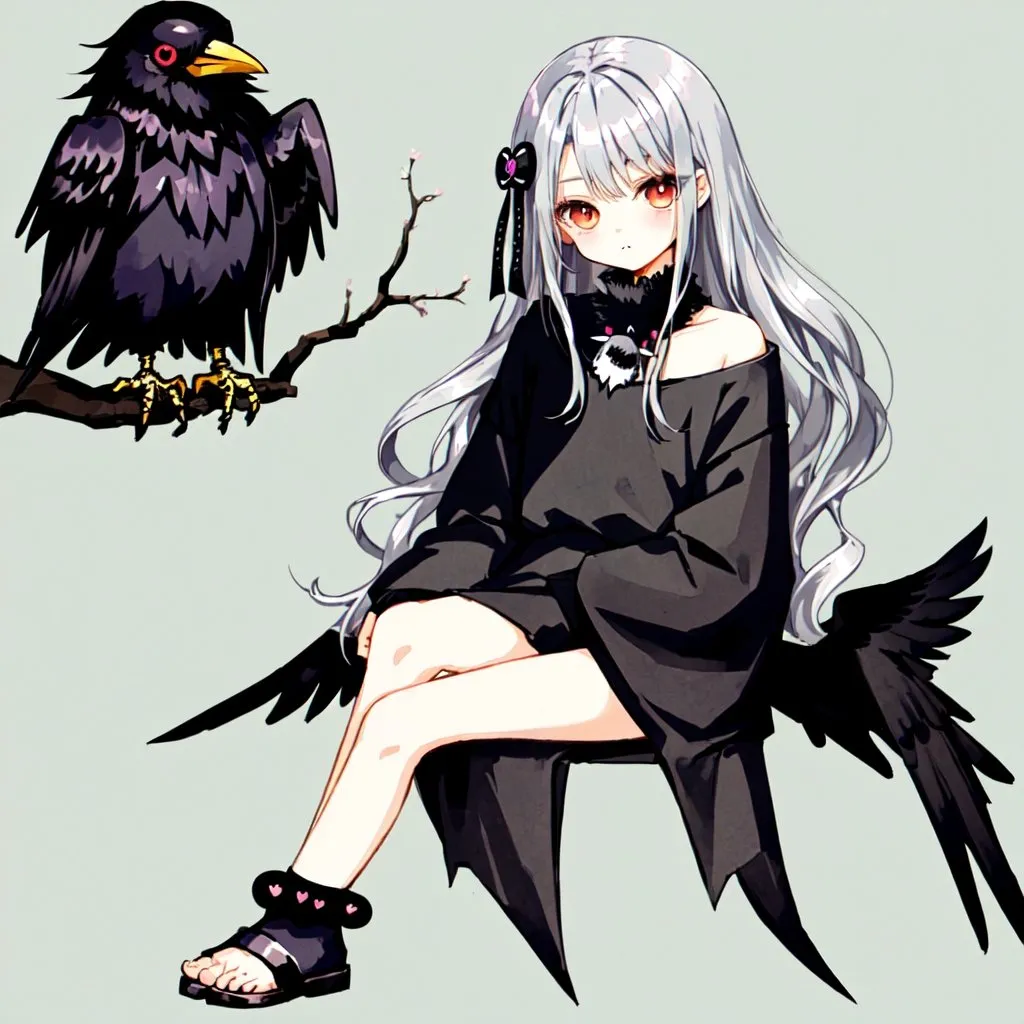 Kawaii, chibi, full body, sitting crossed legs, pet...