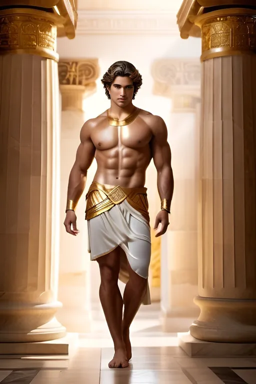 young and handsome ancient Roman, dressed in a toga,...