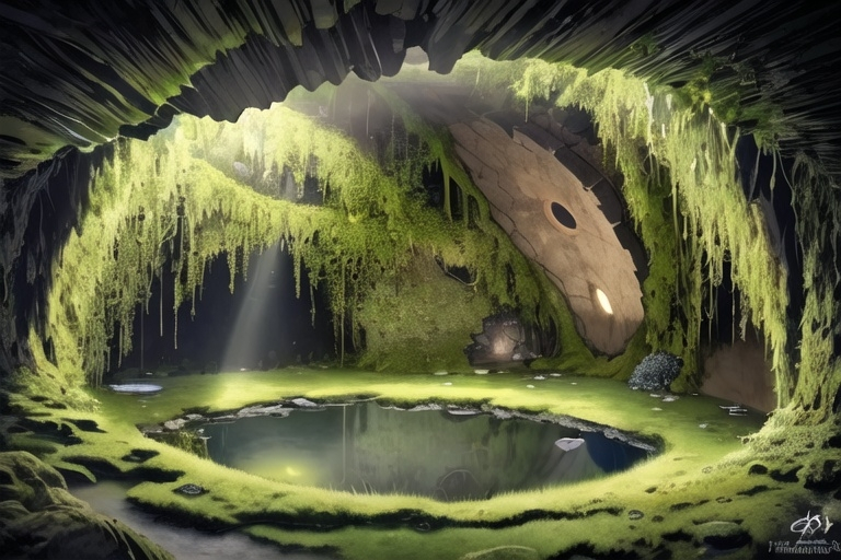 a cozy small dark and slightly damp cave that is dom...