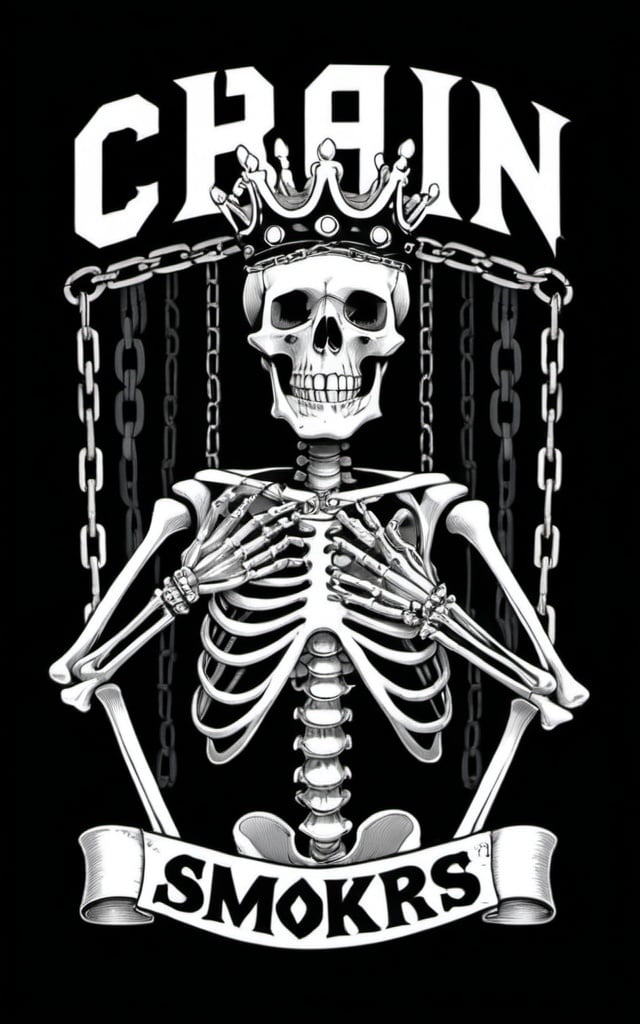 a skeleton with a crown on it's head, holding a fris...