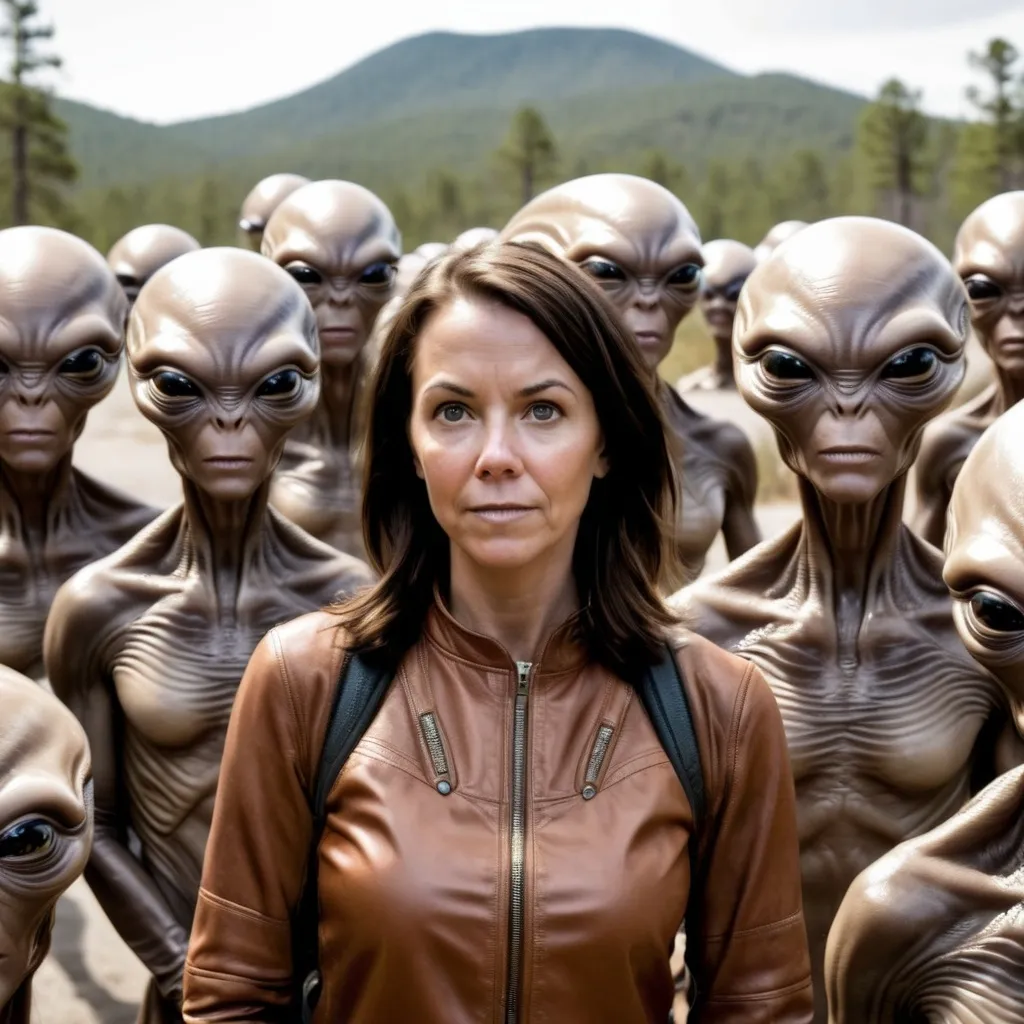 A photo of a North Carolina woman surrounded by alie...