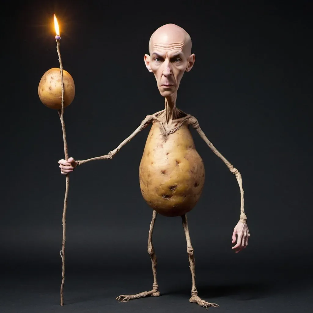insane tall bald slender potato wizard.