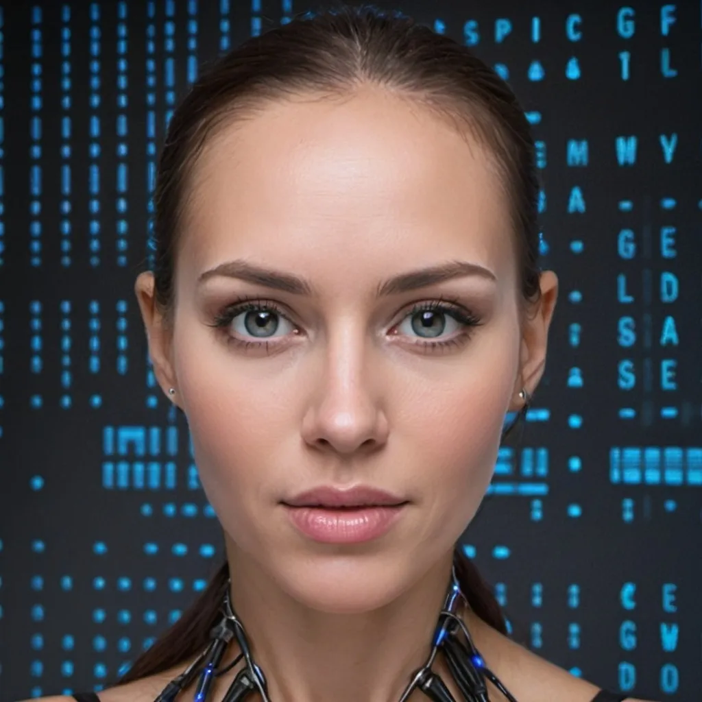 beautiful woman enslaved by computers
