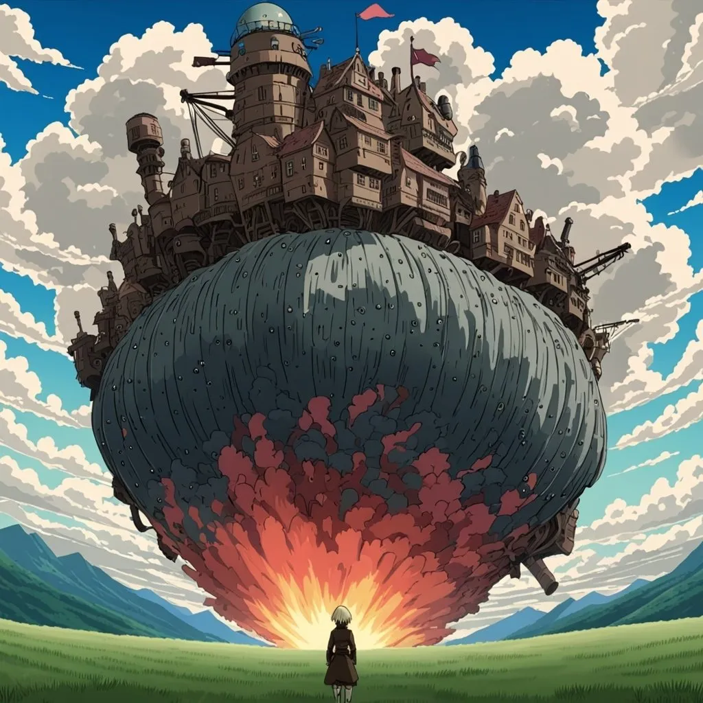 Howl's moving castle in the style of attack on titan