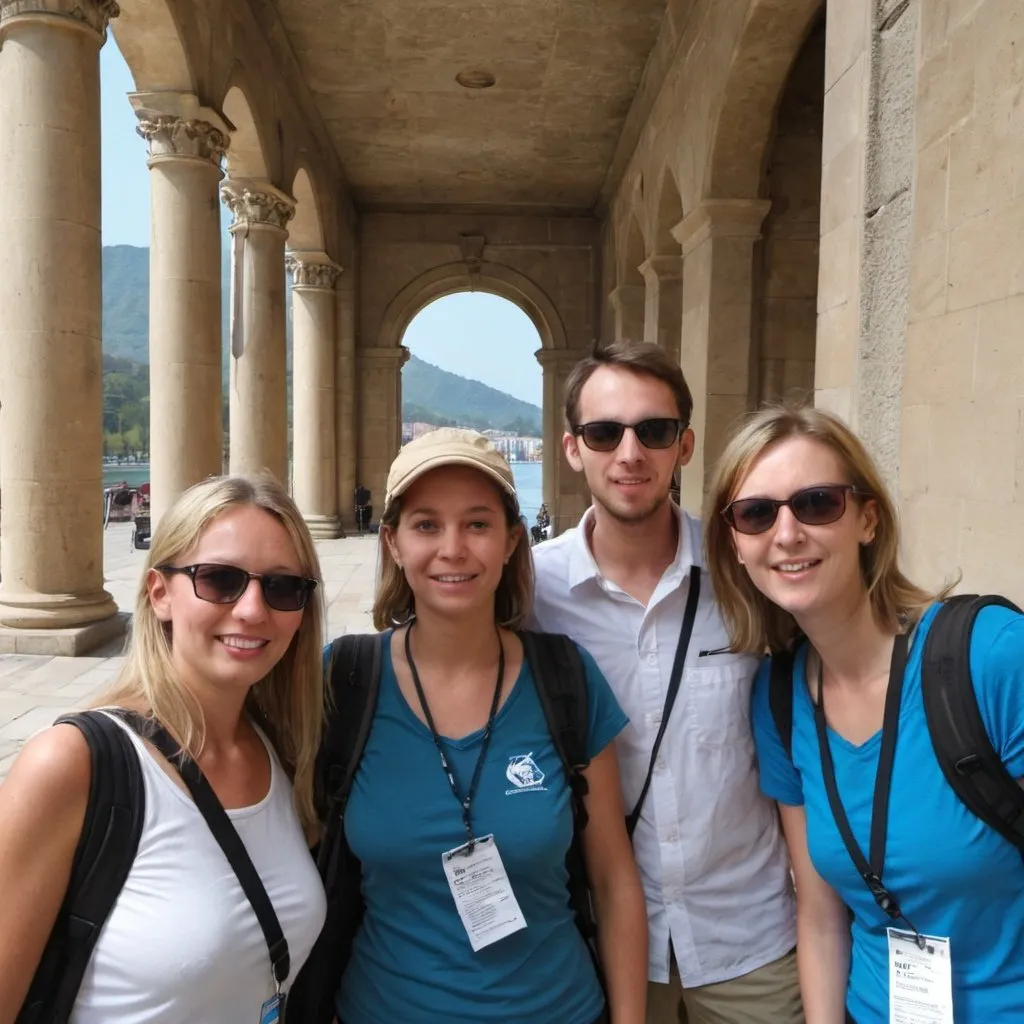 1 tour guide and 3 tourist