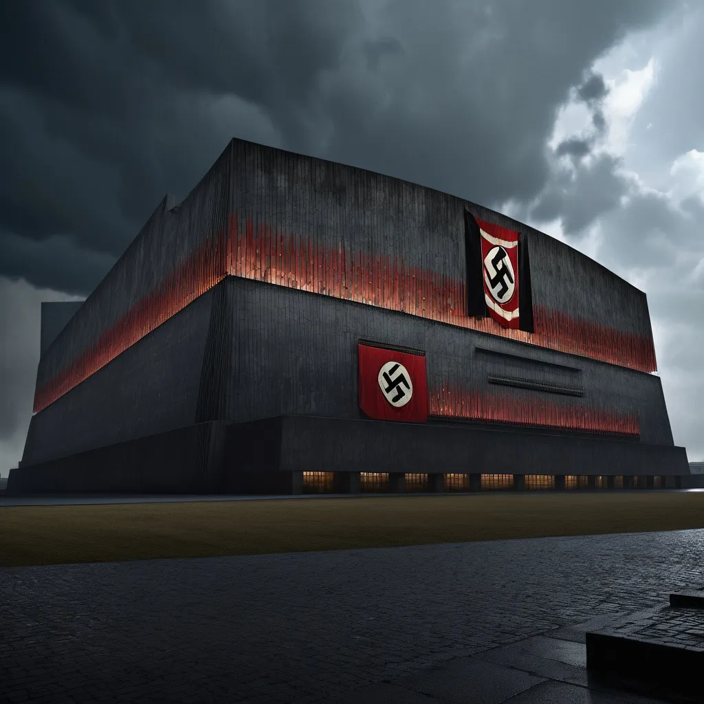 In a dimly lit, ominous setting, a grand arena captu...