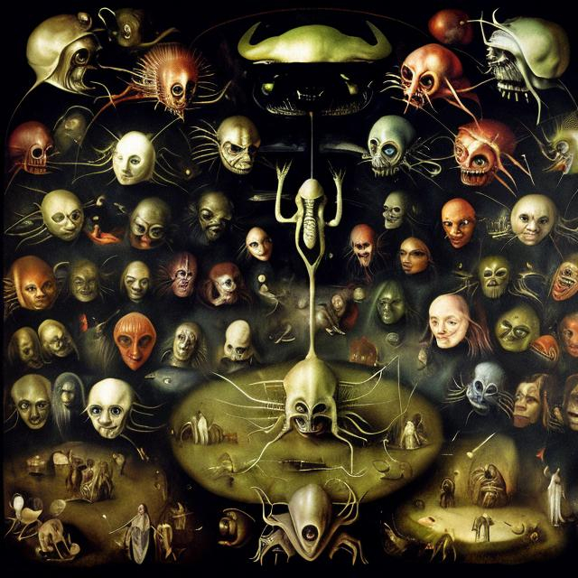 Alien Black light poster in the style of Hieronymus...