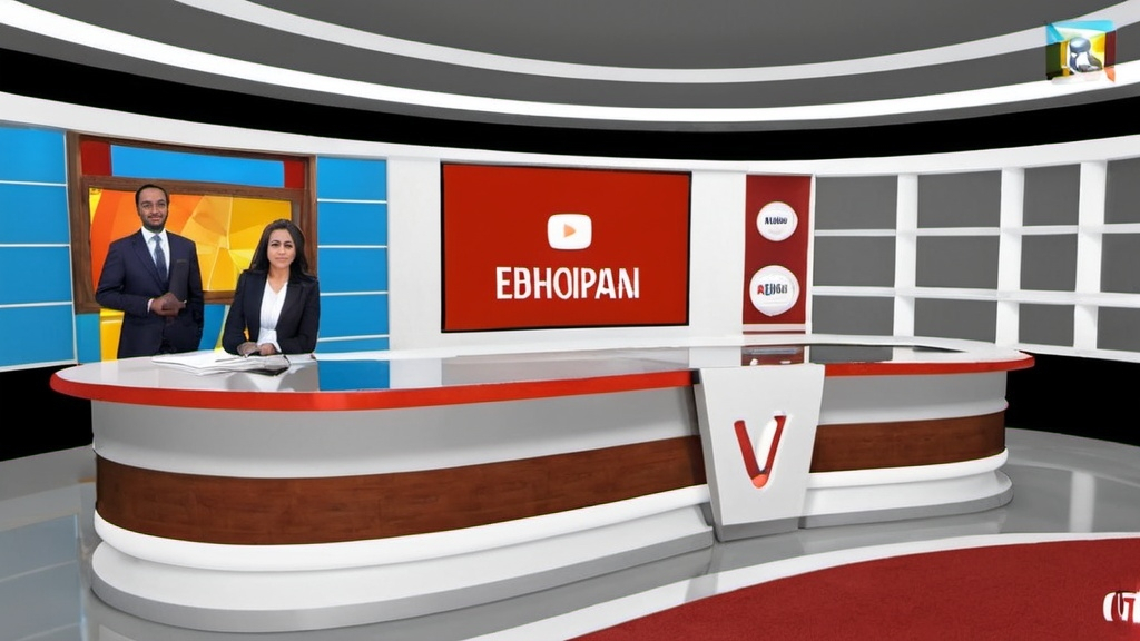 Design a modern and professional news studio for the...