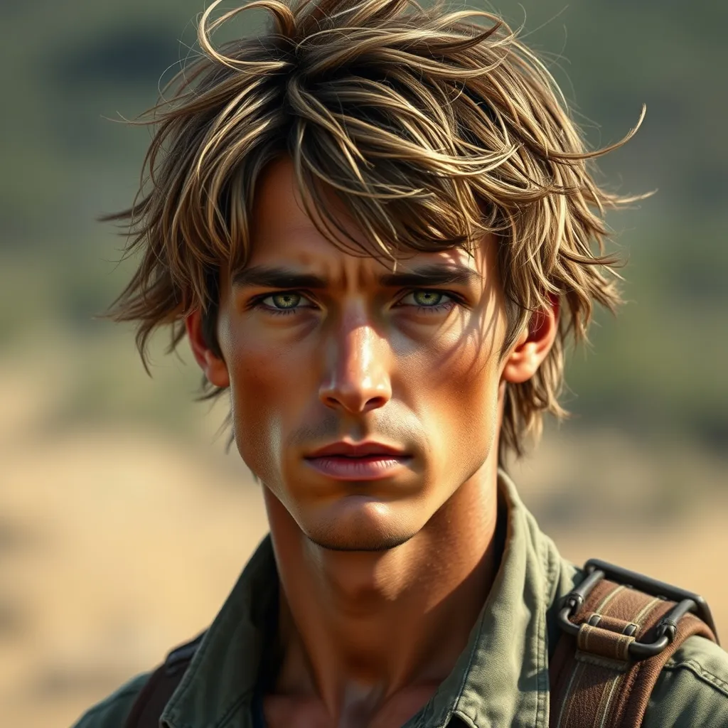 Semi realistic image of a 27 years old male with wit...