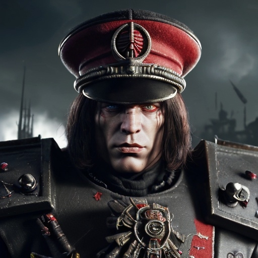 (detailed), man, Warhammer 40k Commissar, wearing a...