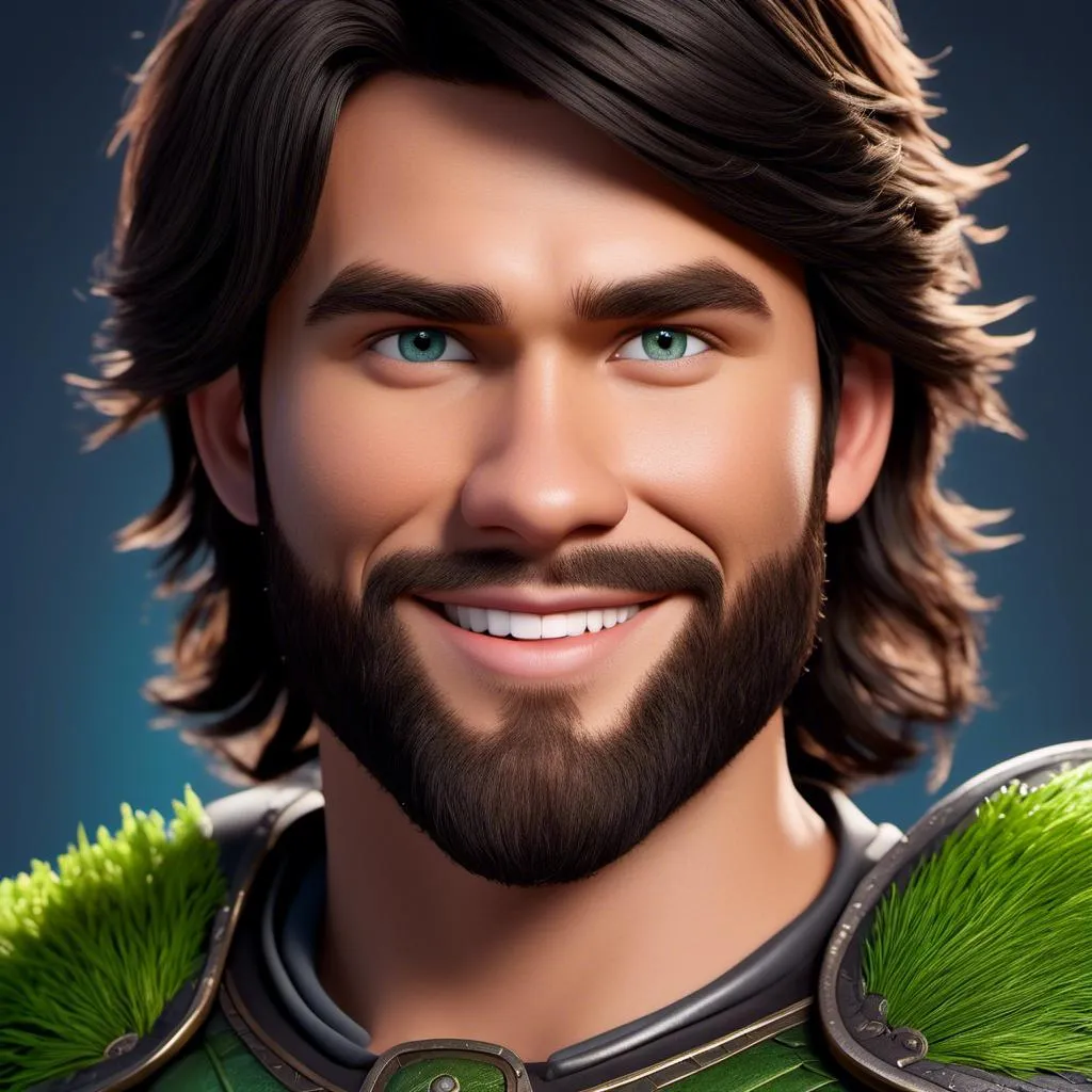 Animated CGI style of a fierce ((Caucasian...