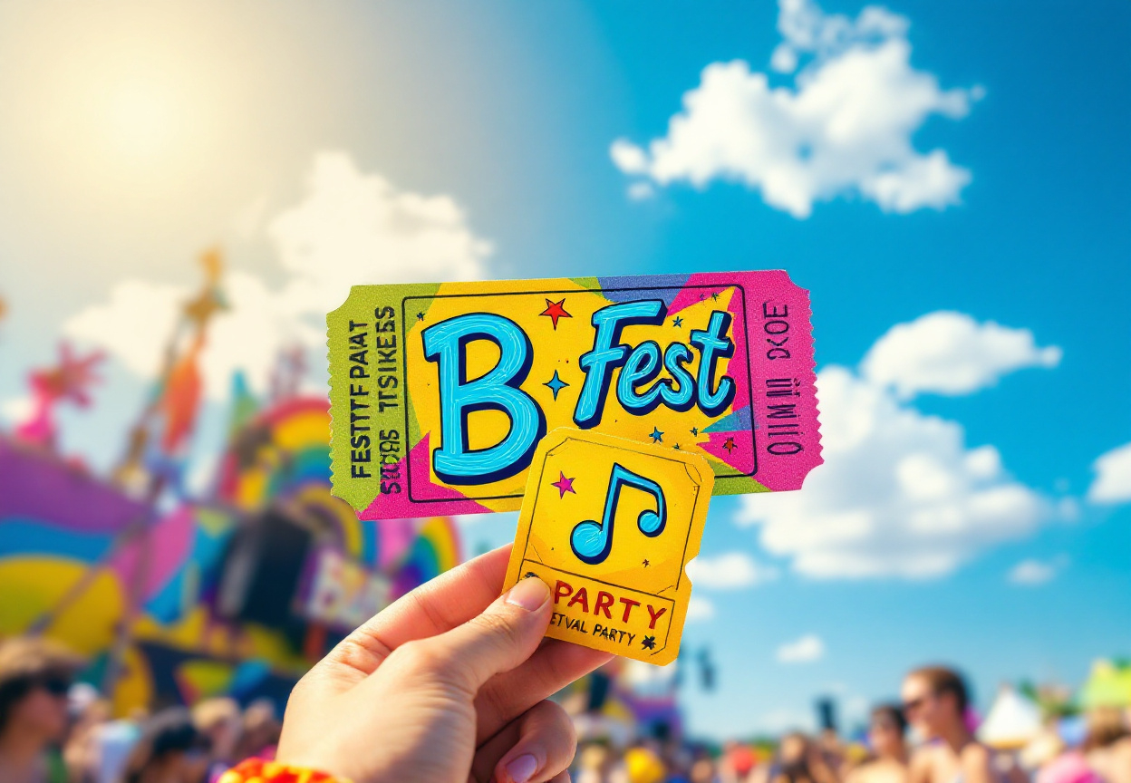 'B Fest' festival party ticket. Music festival back...