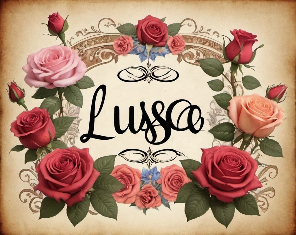 Flowers and roses ancient style writings 'Luisa e Pi...