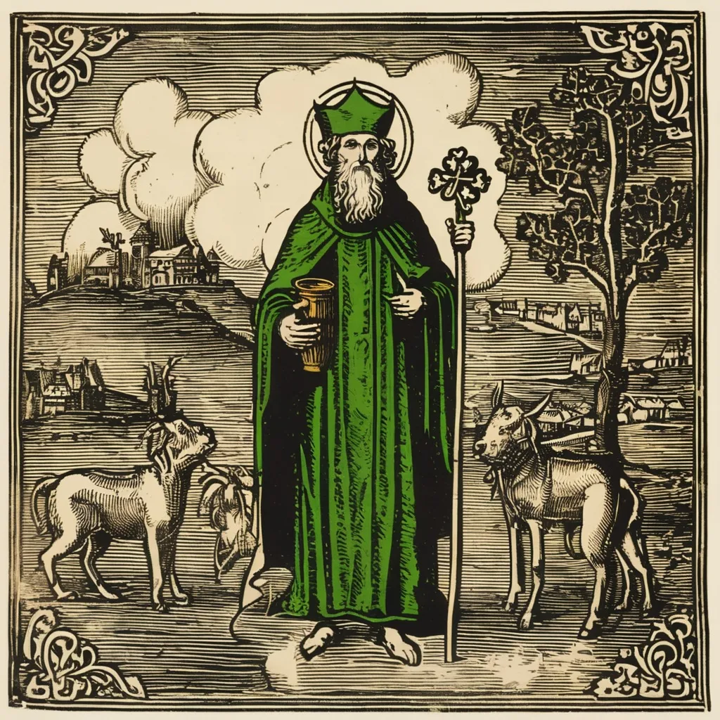 A medieval woodcut of a saint patrick