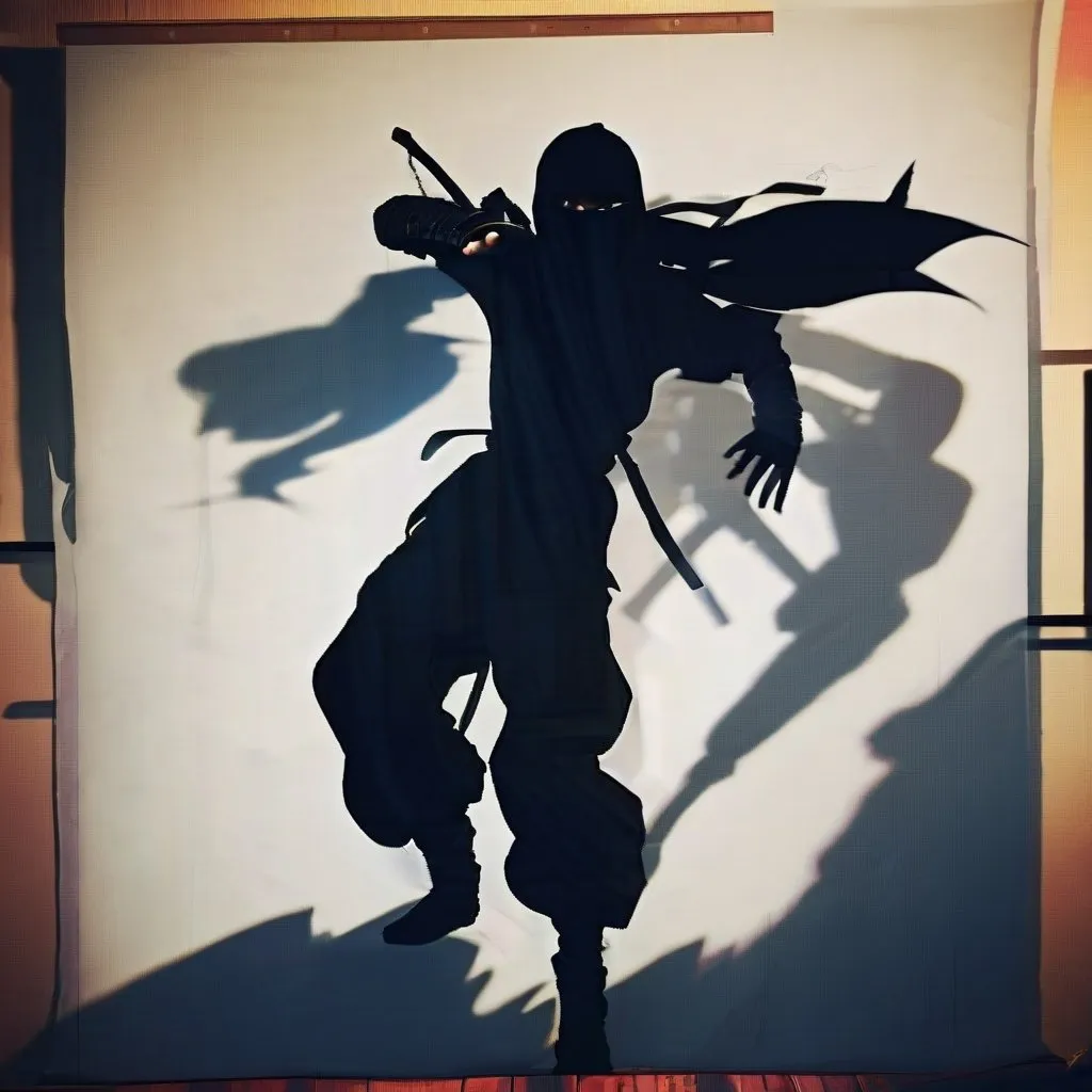 ninja, shadow, silhouette