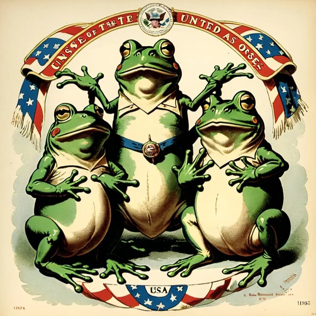 frogs of the congress united as one, USA circa 1902