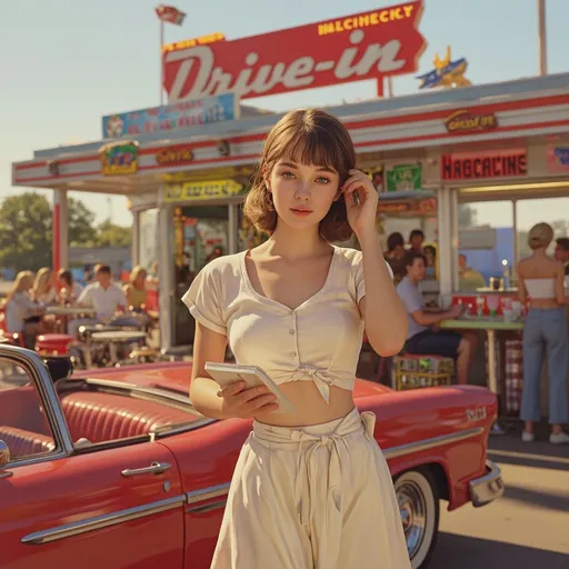 a beatifull short haired woman is standing next to...