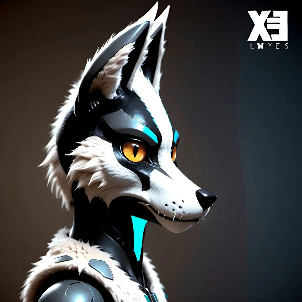 Photorealistic depiction of a Protogen, intricate fu...