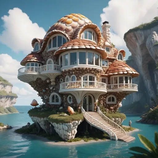 8K, UHD, Super detailed. Octopus house on flying sky...