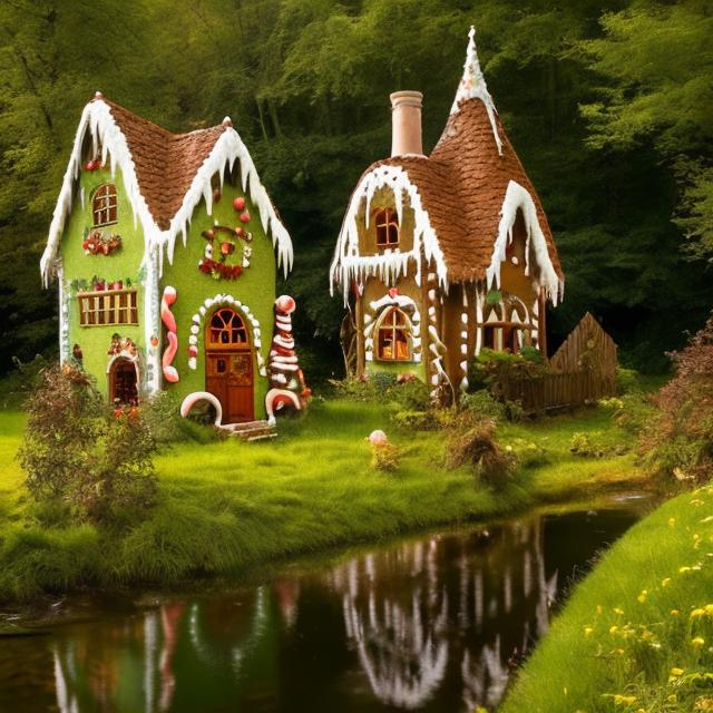 Fairytale gingerbread house on the edge of the fores...